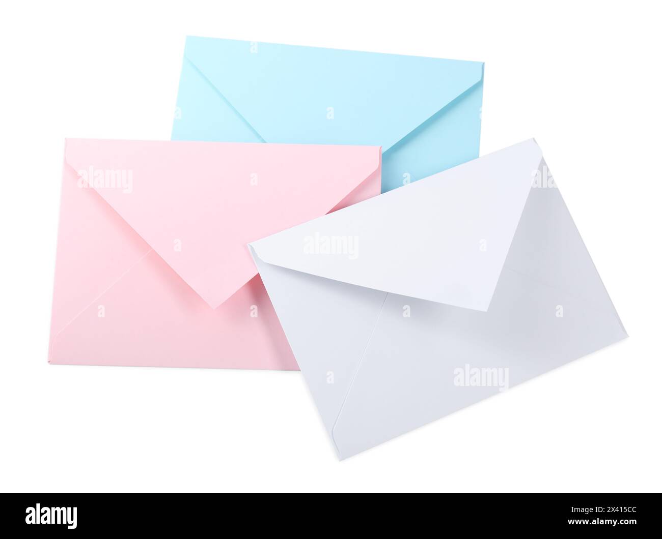 Three letter envelopes isolated on white, above view Stock Photo - Alamy