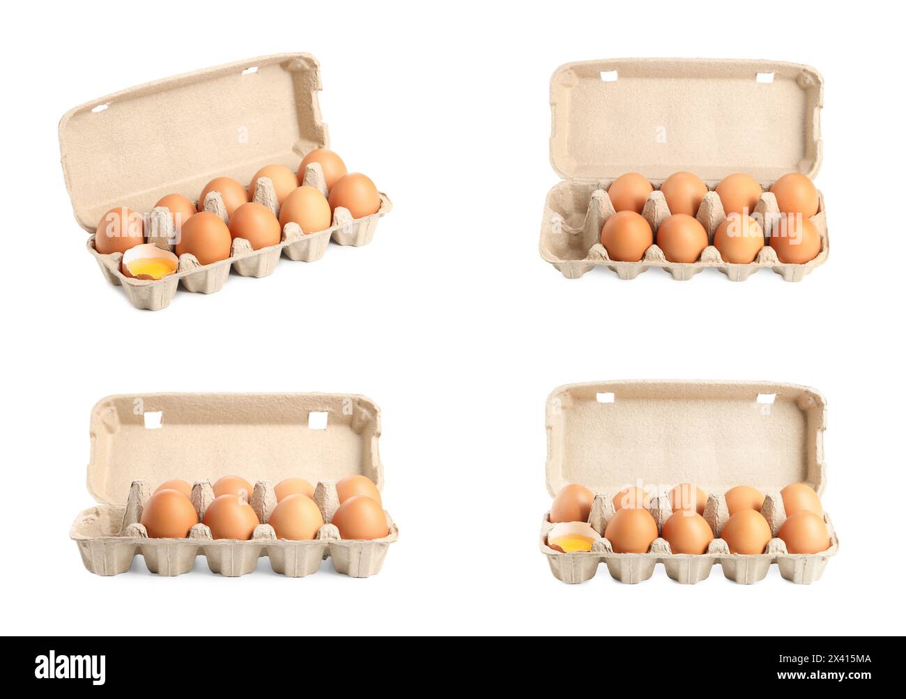 Many eggs in cartons on white background, set Stock Photo - Alamy