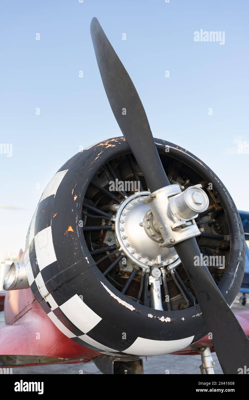 Propeller of an historical aircraft. Model of steel ancient fight ...