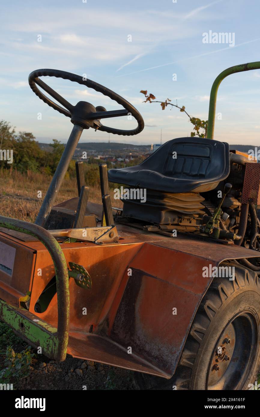 An unusual farm vehicle. The concept of life in rural areas. A ...