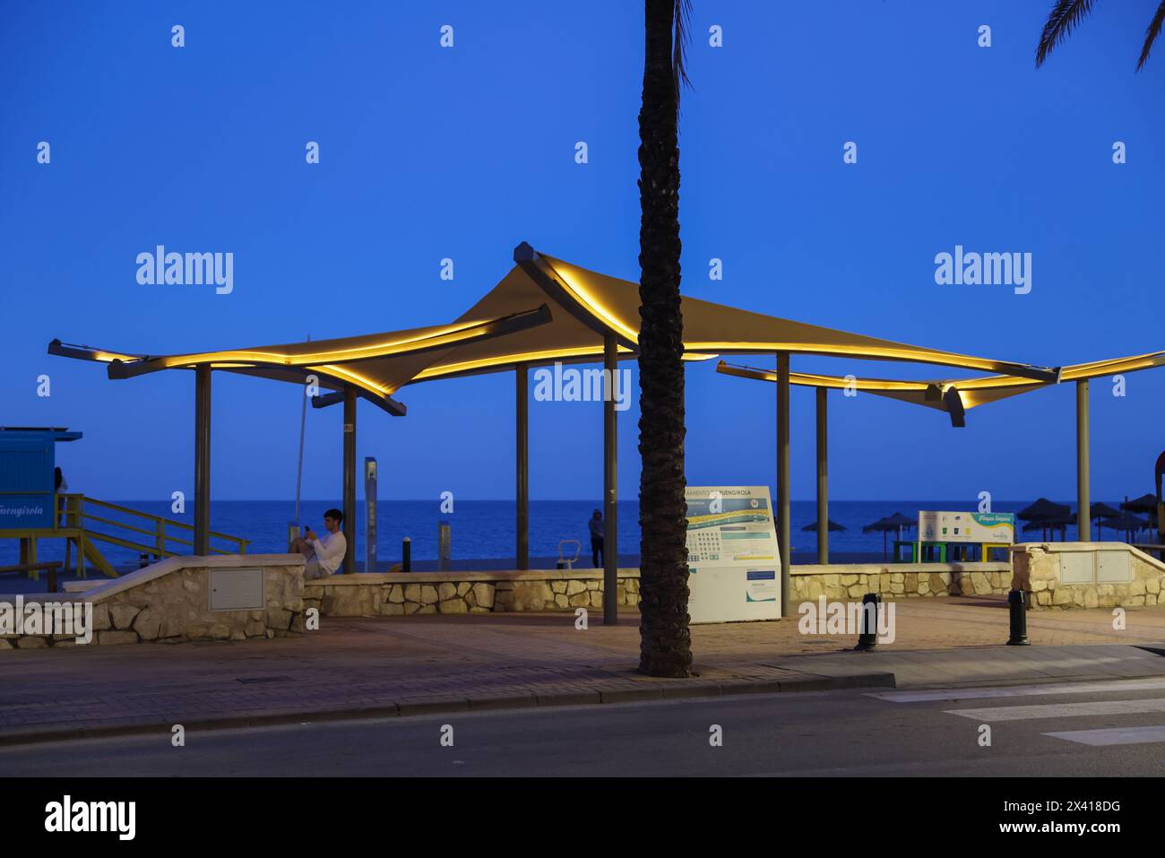 Blue hour in Spanish city Fuengirola near Mediterranean sea Stock Photo ...