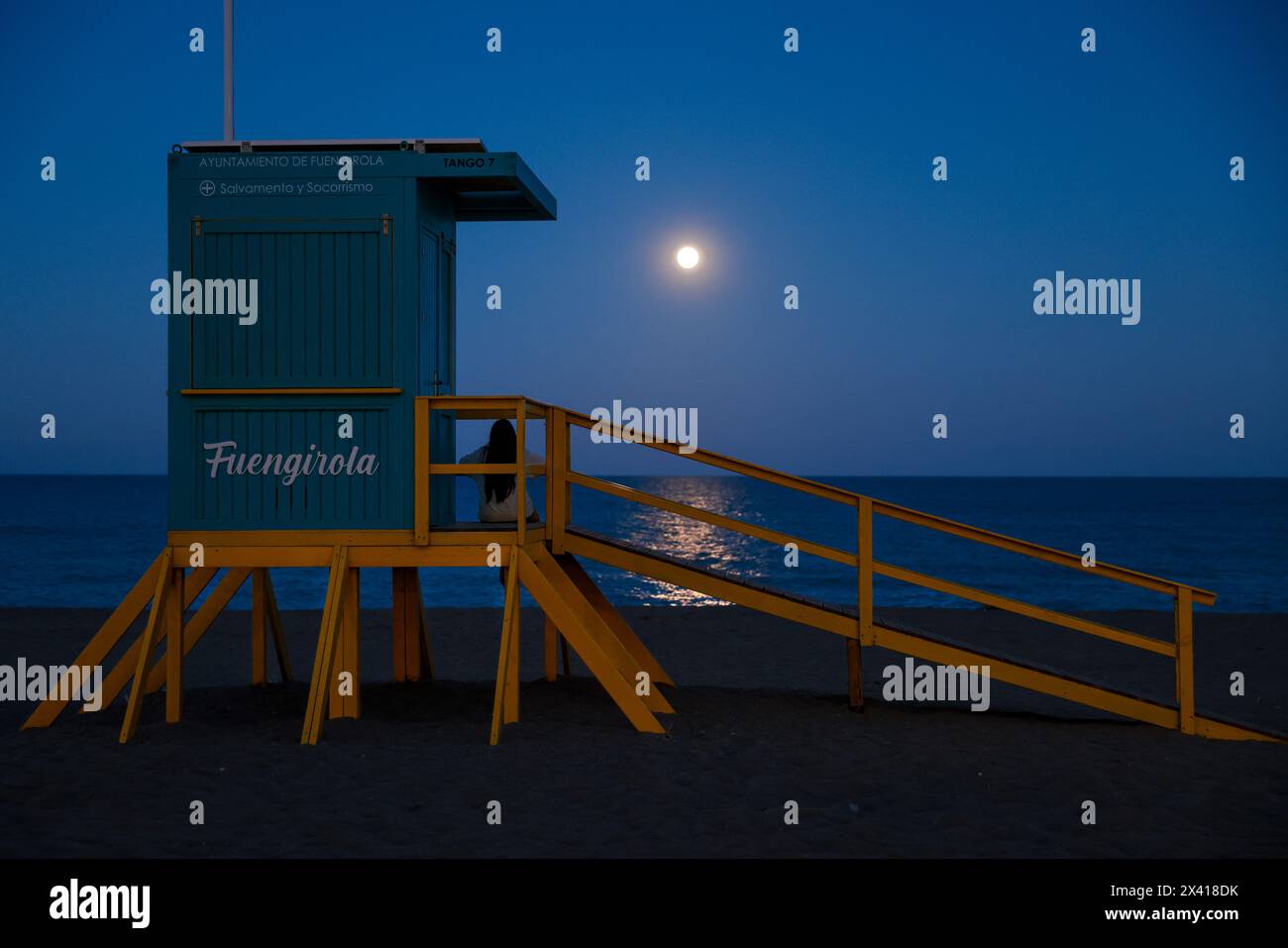 Blue hour in Spanish city Fuengirola near Mediterranean sea Stock Photo ...