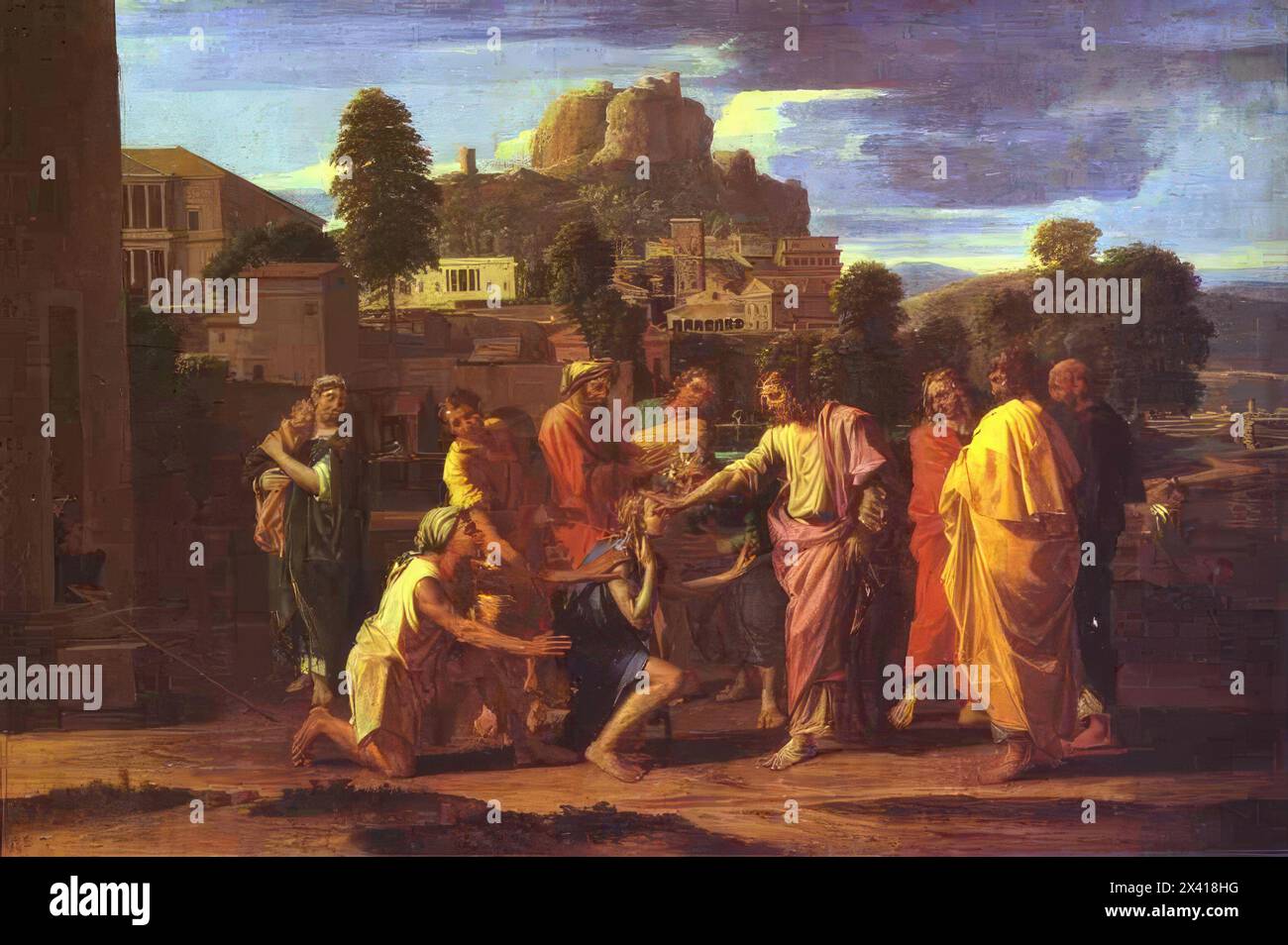 Nicolas Poussin - Christ Healing the Blind Stock Photo - Alamy