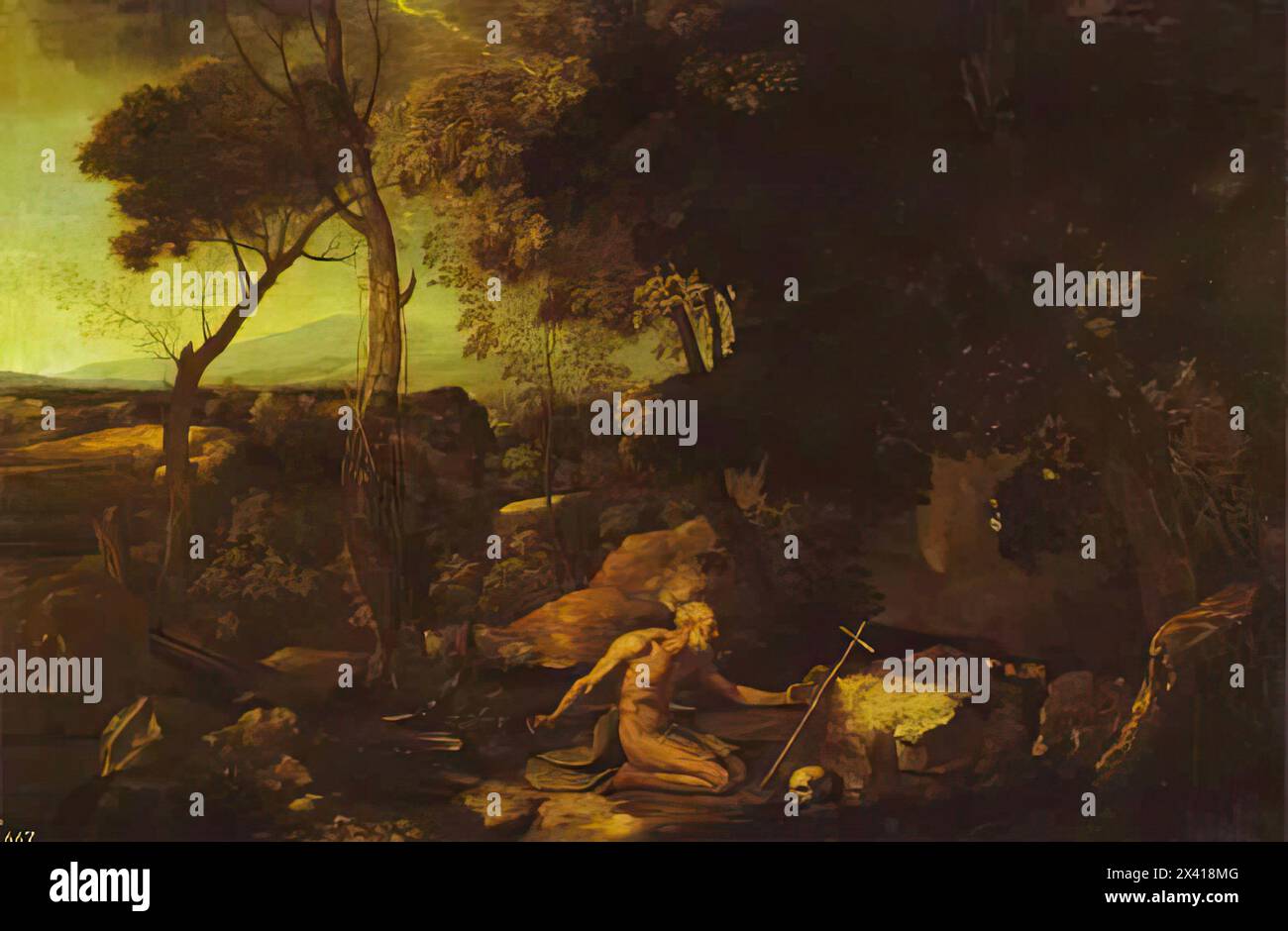 Nicolas Poussin - Landscape with St. Jerome Stock Photo - Alamy