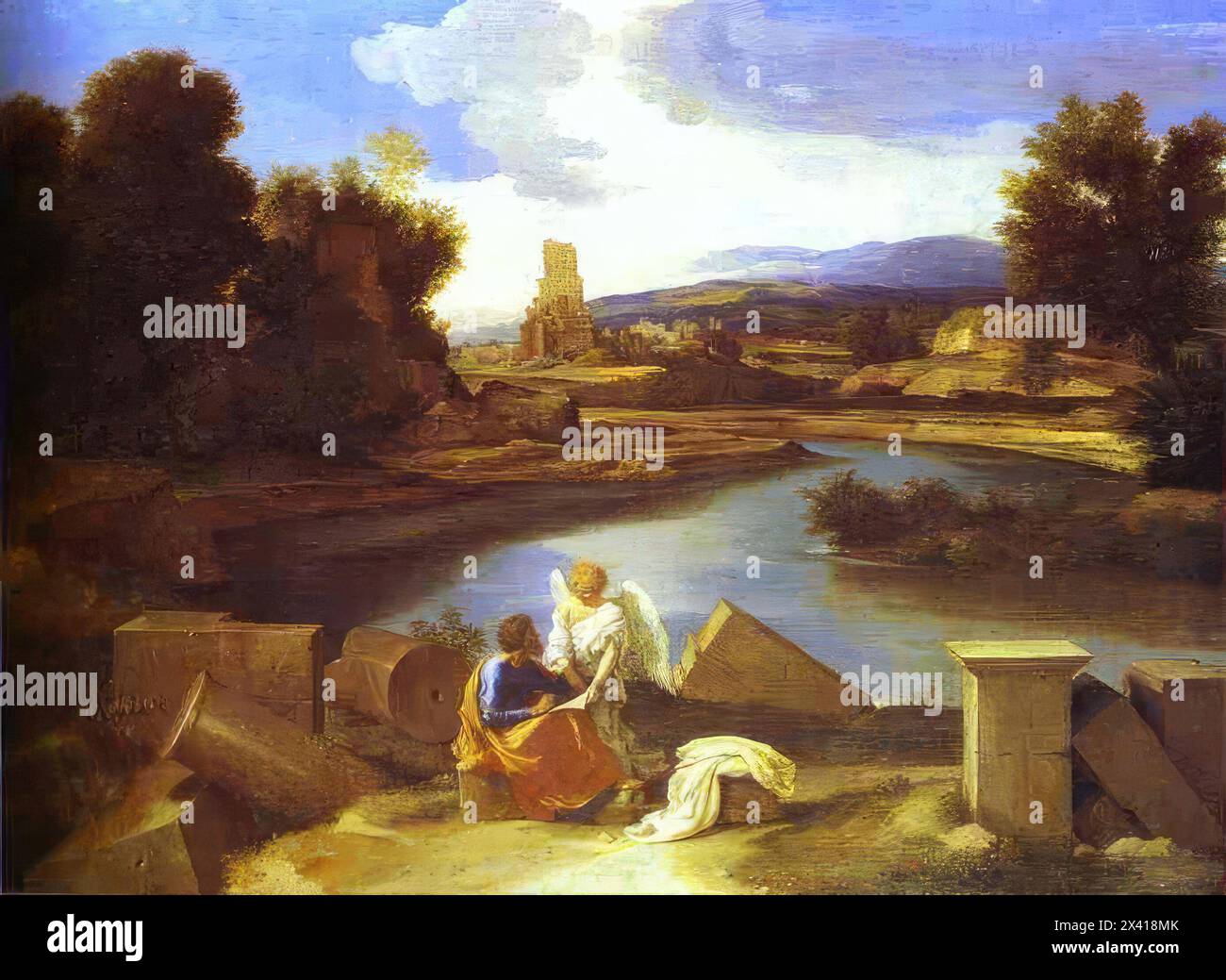 Nicolas Poussin - Landscape with St. Matthew Stock Photo - Alamy