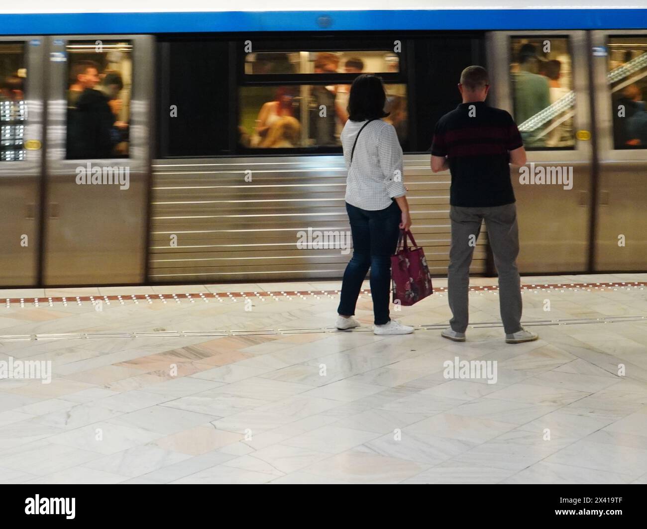 Bucharest, Romania - October 15, 2023: Metro station with train ...