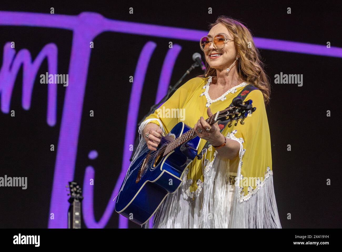 Indio, USA. 28th Apr, 2024. Musician Pam Tillis during the Stagecoach ...