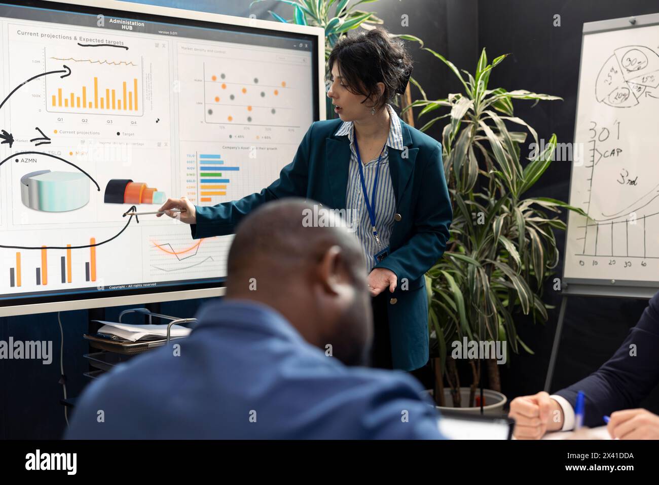 Business affiliates working together on new tasks in a boardroom ...