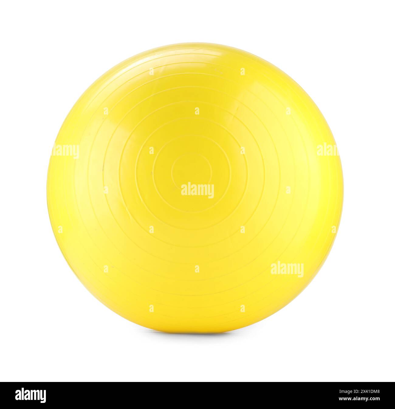 One yellow fitness ball isolated on white. Sport equipment Stock Photo ...