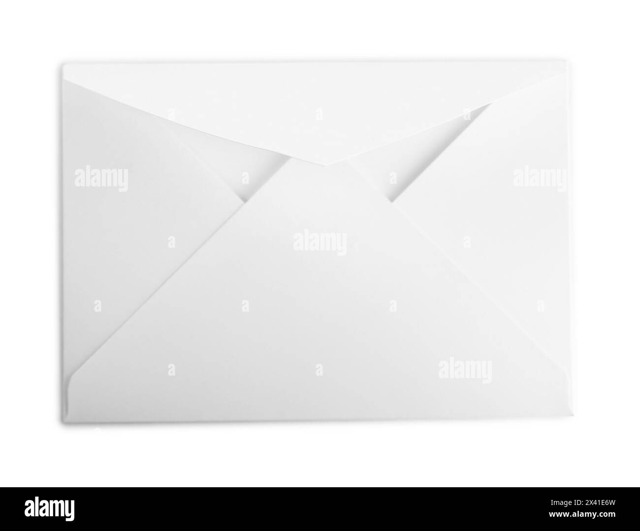 Open paper letter envelope isolated on white, top view Stock Photo - Alamy