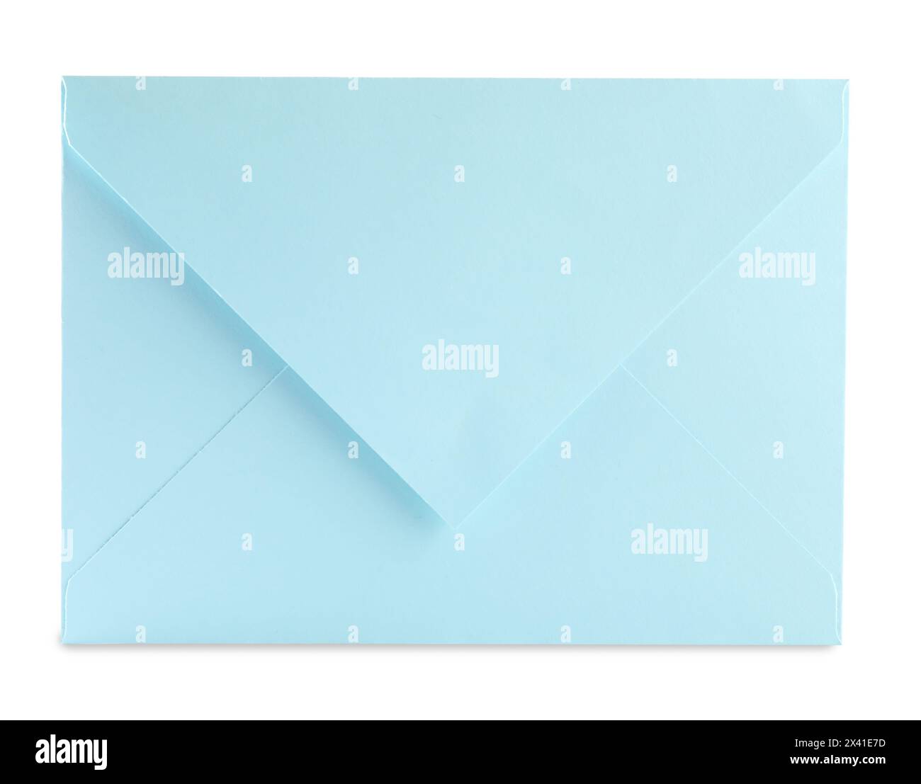 Light blue letter envelope isolated on white Stock Photo - Alamy