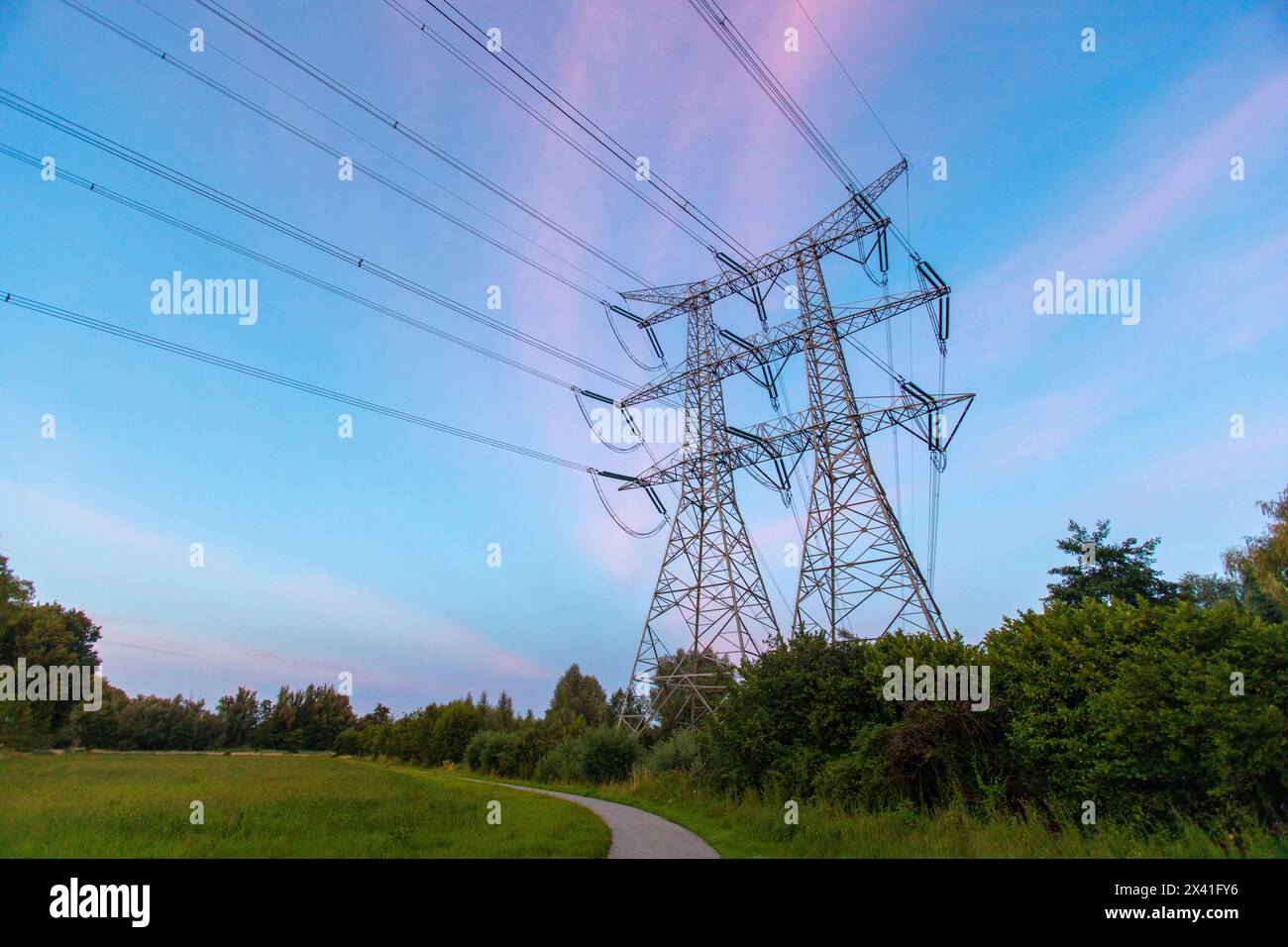 Europe, Nederlands. High voltage pylon Stock Photo - Alamy