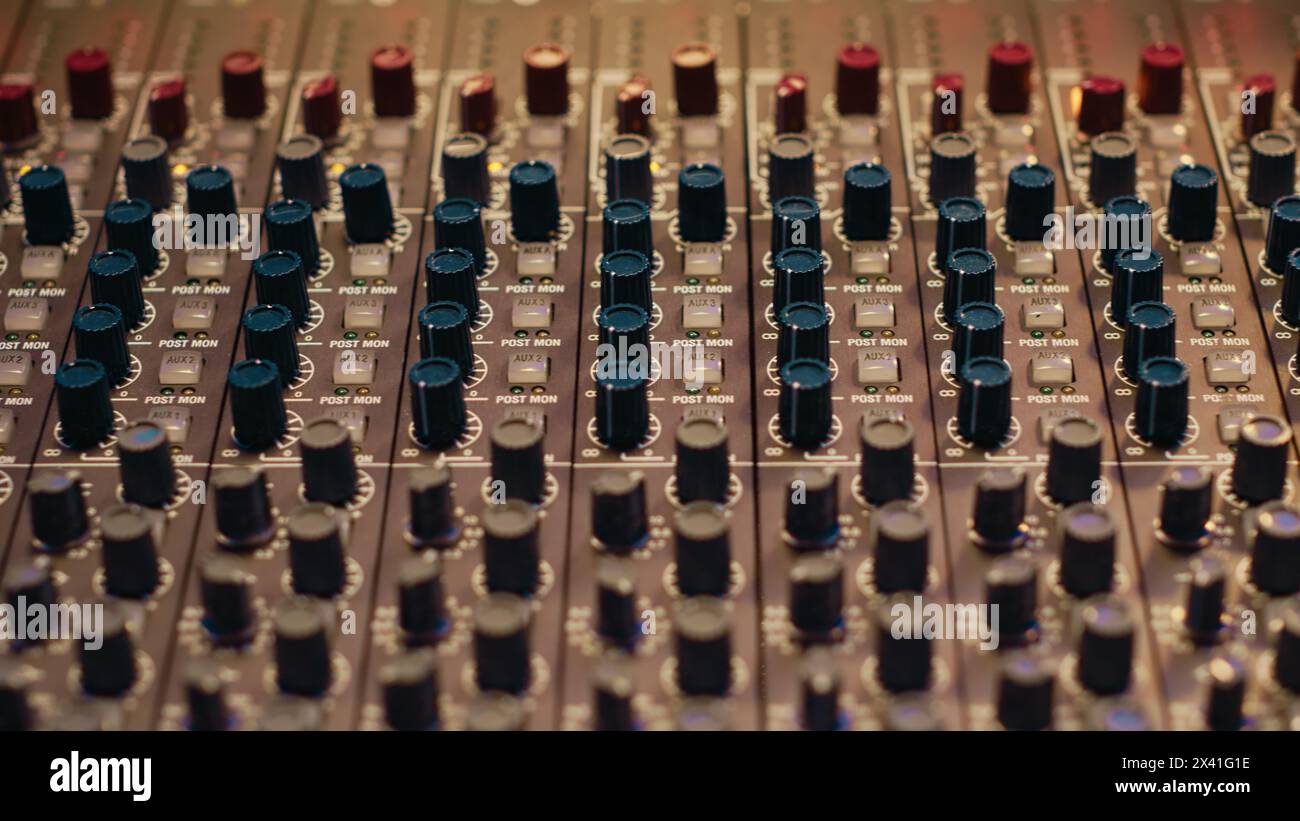Music recording studio control room with pre amp knobs used for volume ...