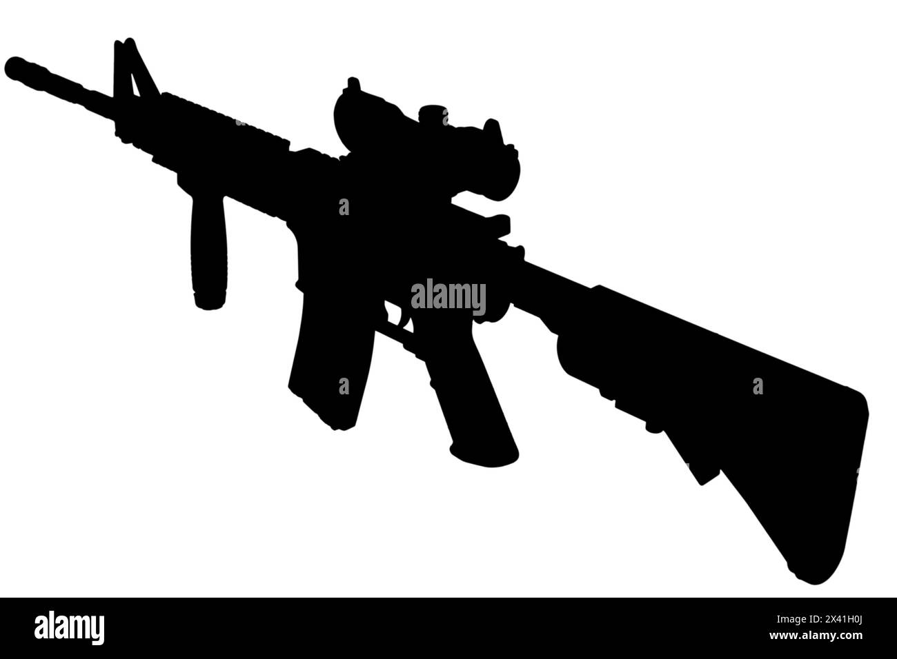 M4 Carbine with optic sight and foregrip black silhouette Stock Photo ...