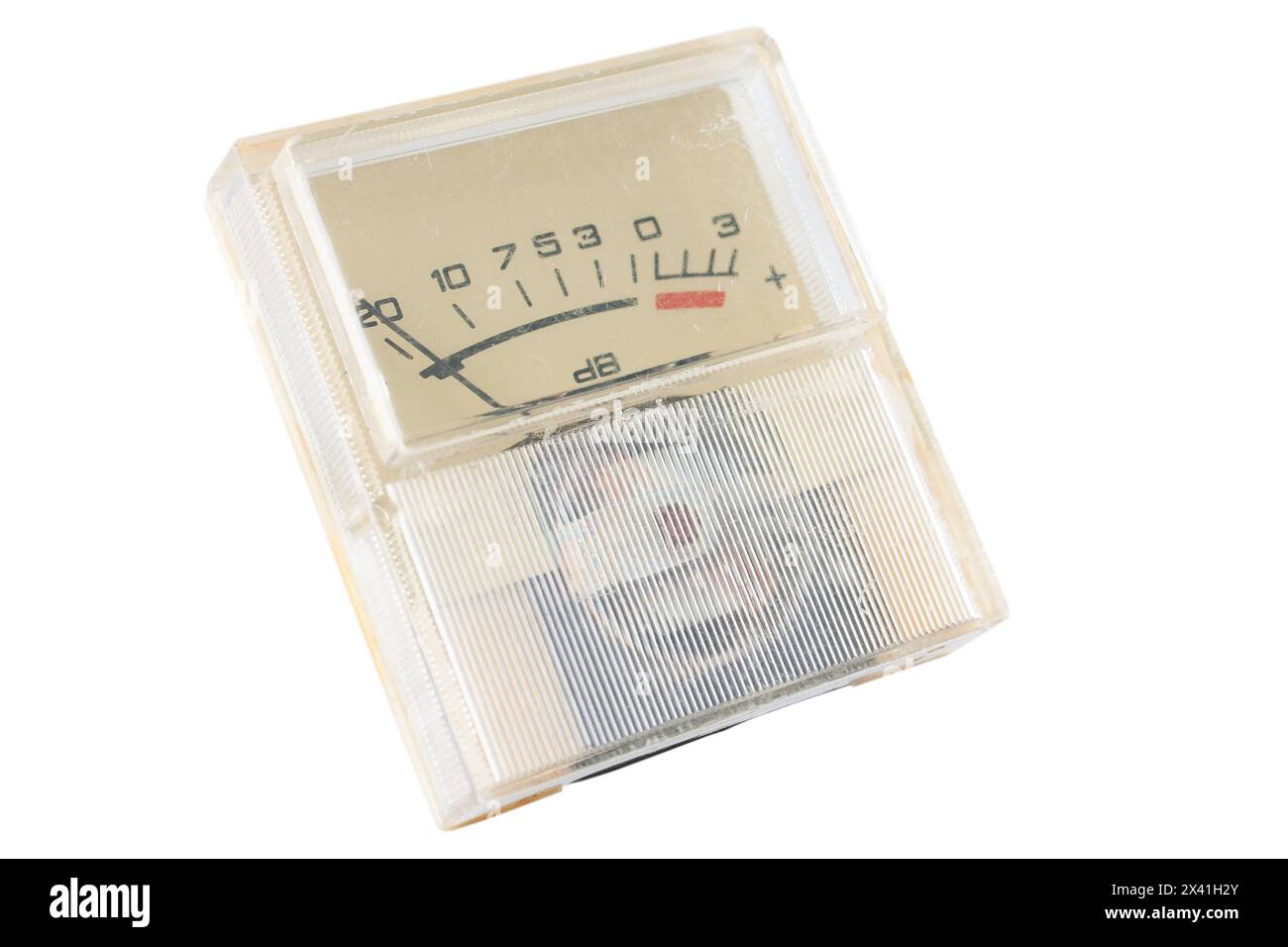 Retro vintage ancient recording level meter isolated on white ...