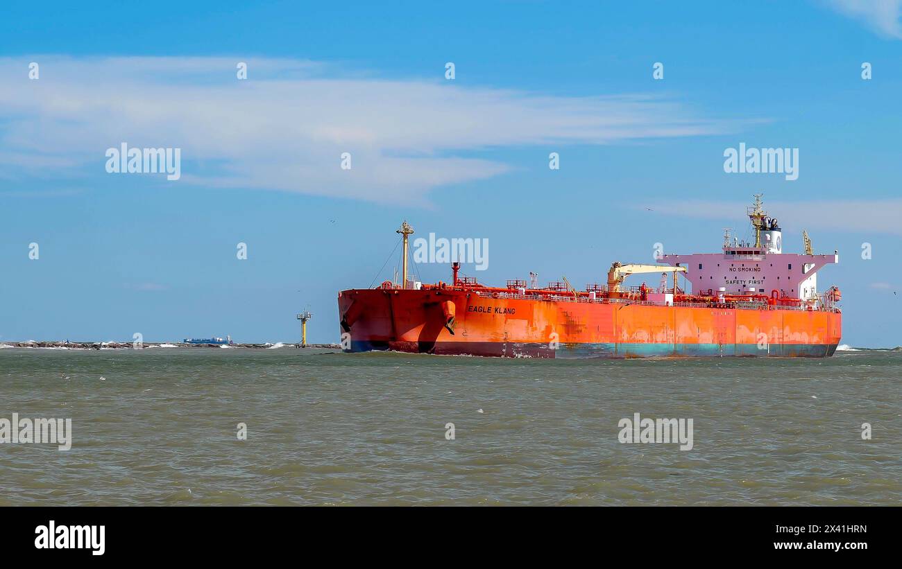PORT ARANSAS, TX - 21 FEB 2020: The EAGLE KLAND, a Crude Oil Tanker ...