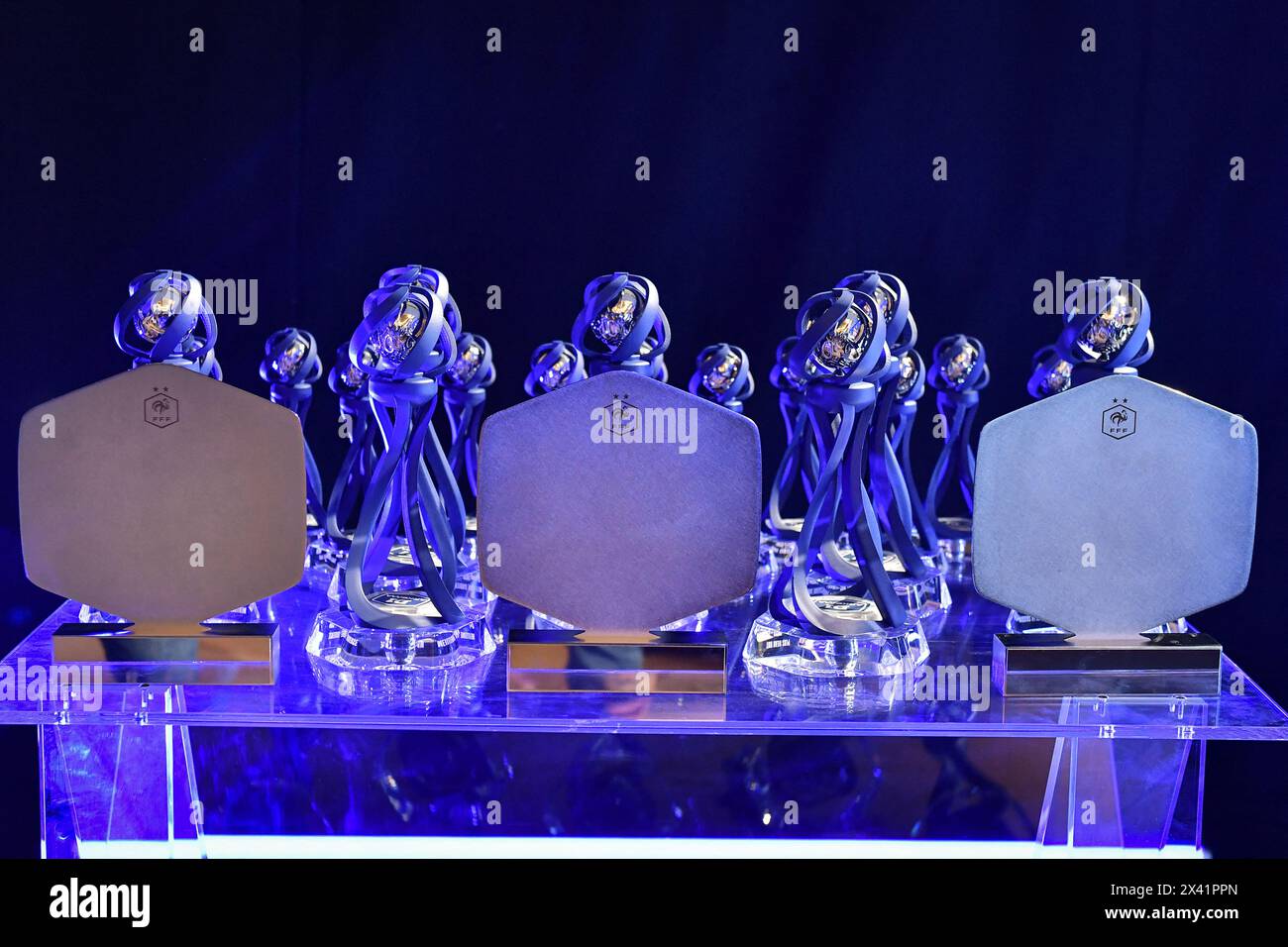 This photograph shows the trophies during the Arkema D1 Awards Ceremony ...