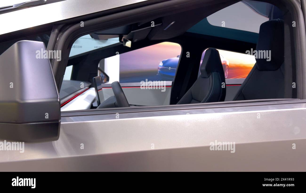 Tesla Cybertruck on Display at Tesla Store in Park Meadows Mall Stock ...