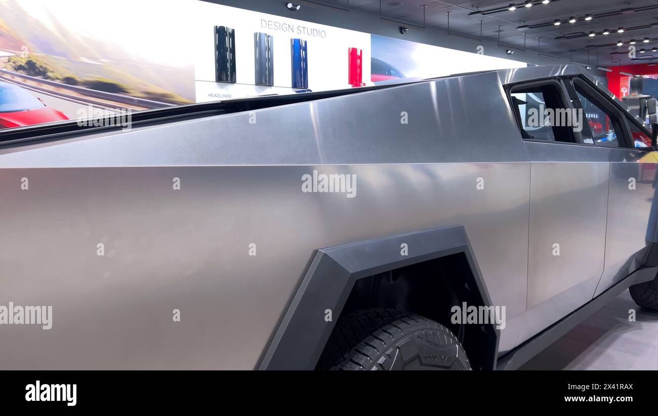 Tesla Cybertruck on Display at Tesla Store in Park Meadows Mall Stock ...