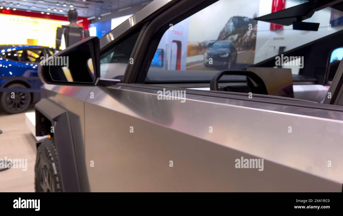 Tesla Cybertruck on Display at Tesla Store in Park Meadows Mall Stock ...