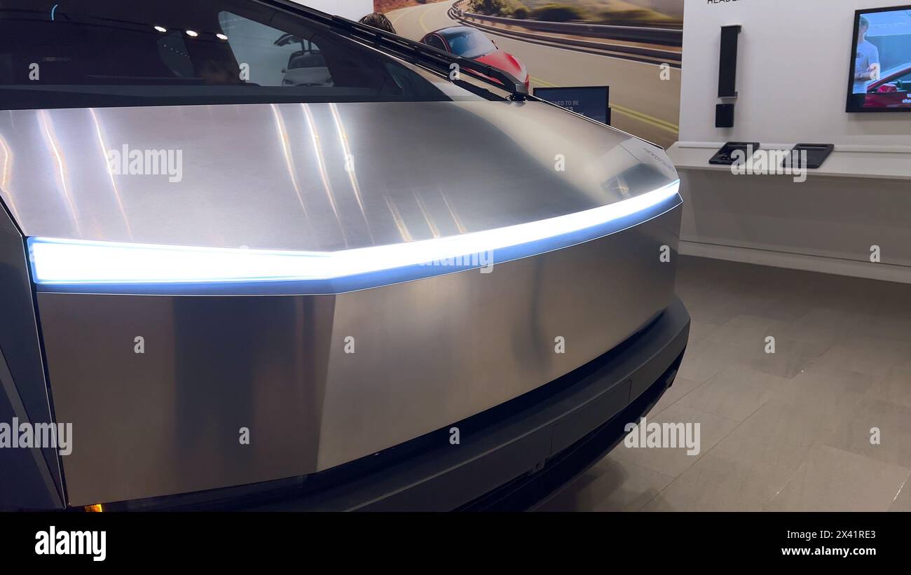 Tesla Cybertruck on Display at Tesla Store in Park Meadows Mall Stock ...