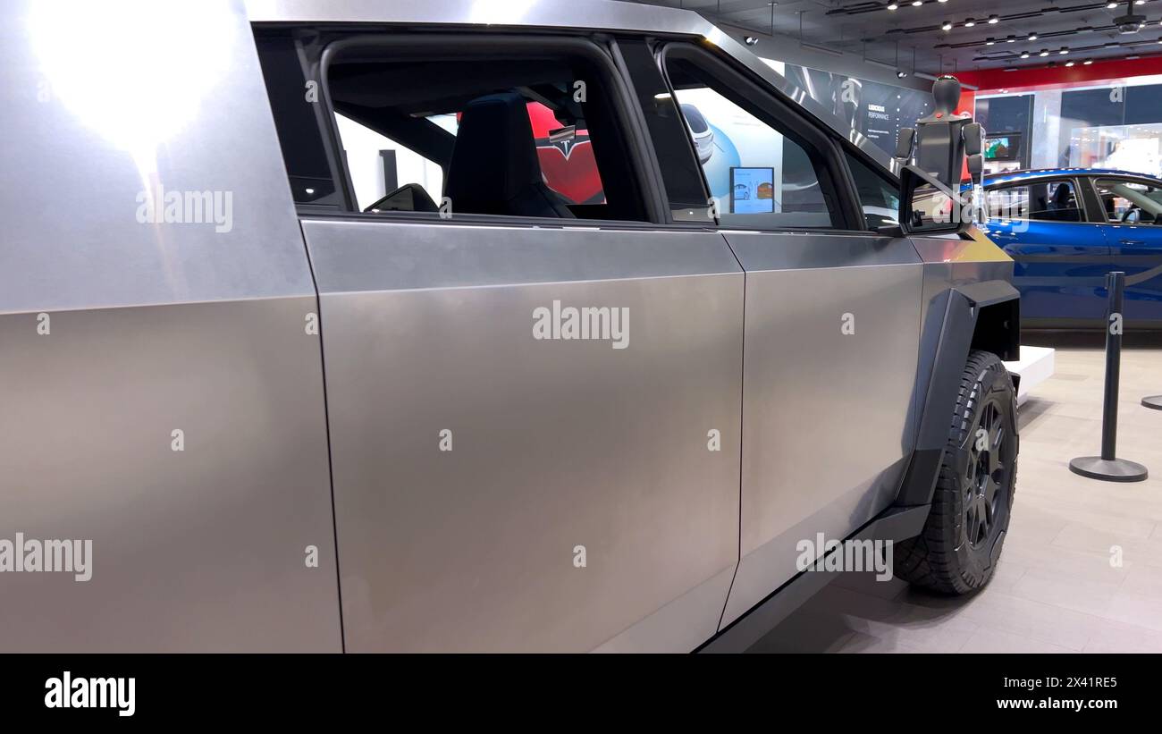 Tesla Cybertruck on Display at Tesla Store in Park Meadows Mall Stock ...