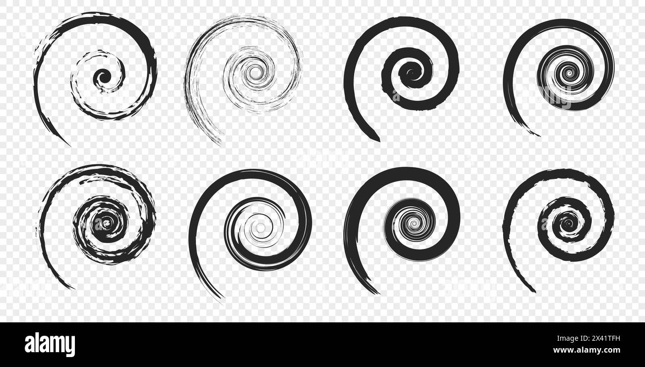 Grunge spirals. Set of spiral and swirl motion elements Stock Vector ...