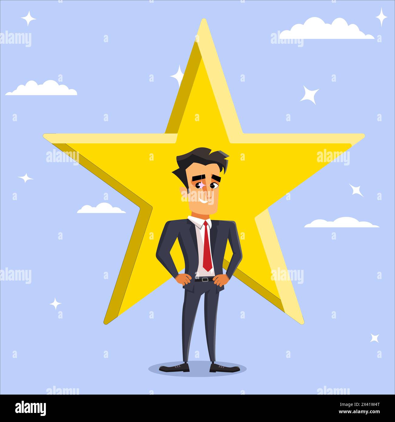 White male character star employee award, success or leadership concept ...