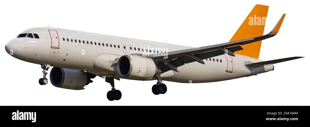 View of passenger airplane isolated on white background Stock Photo - Alamy