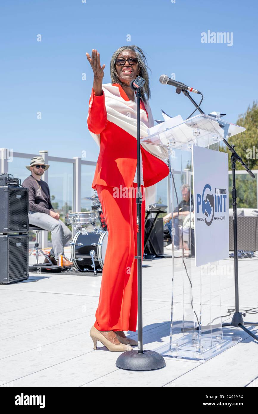 Los Angeles, USA. 28th Apr, 2024. Compton Mayor Emma Sharif attends A ...