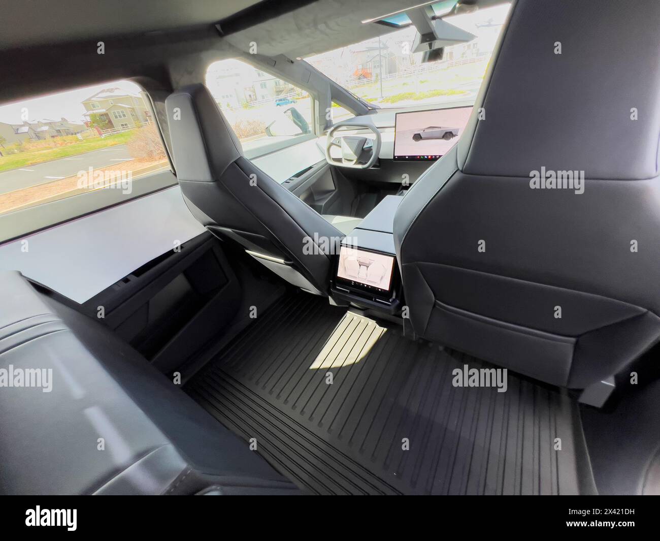 Inside the Tesla Cybertruck: A Glimpse of the Spacious Rear Cabin Stock ...