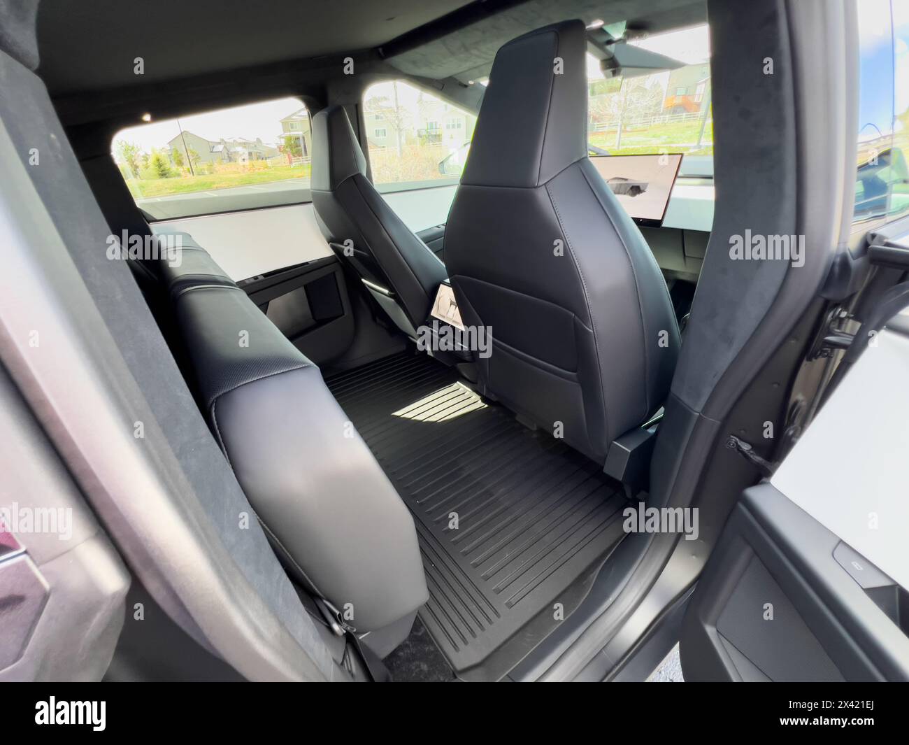 Inside the Tesla Cybertruck: A Glimpse of the Spacious Rear Cabin Stock ...