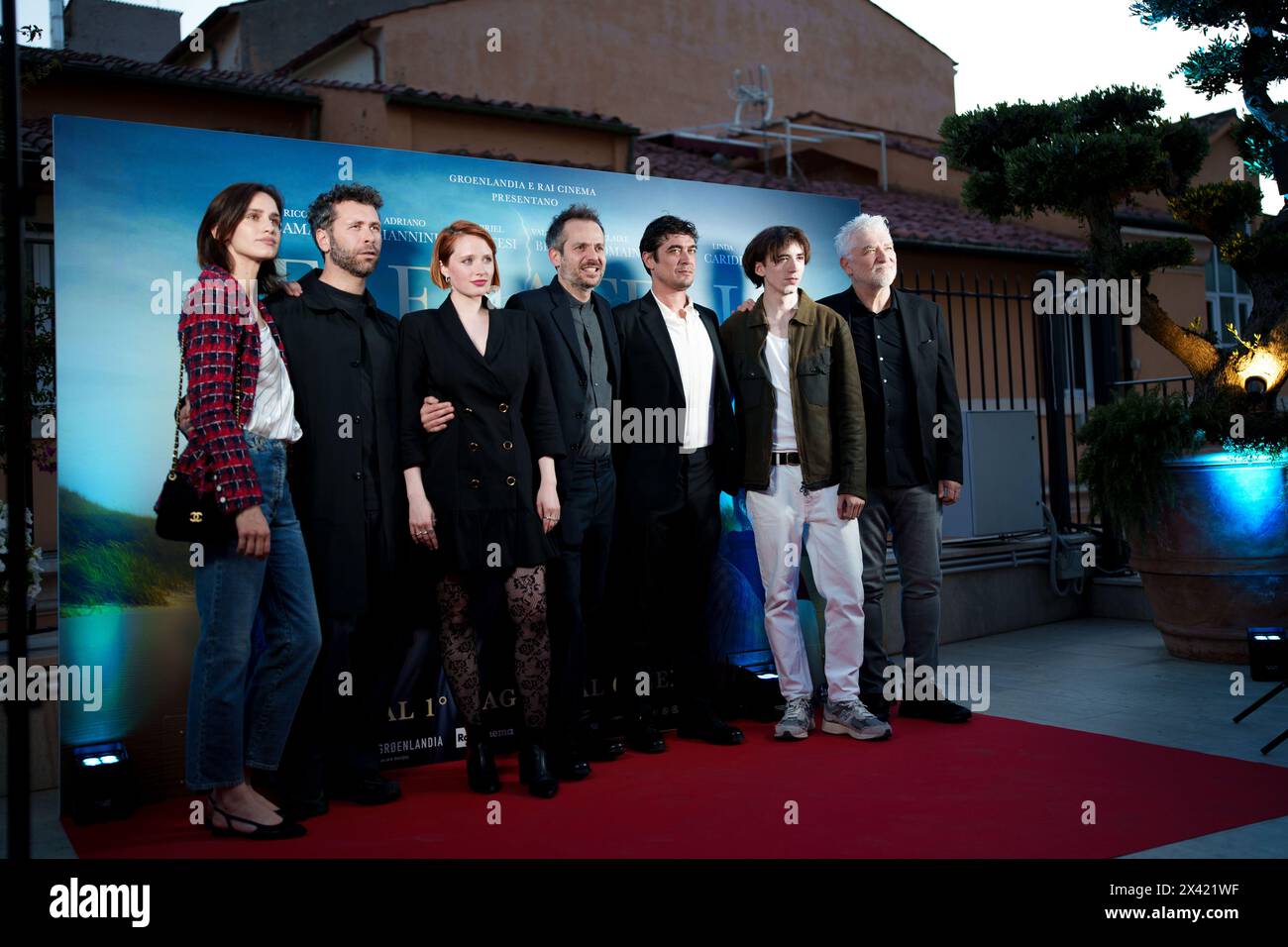 ROME, ITALY - APRIL 29: Gabriel Montesi, Riccardo Scamarcio, Mati Galey ...