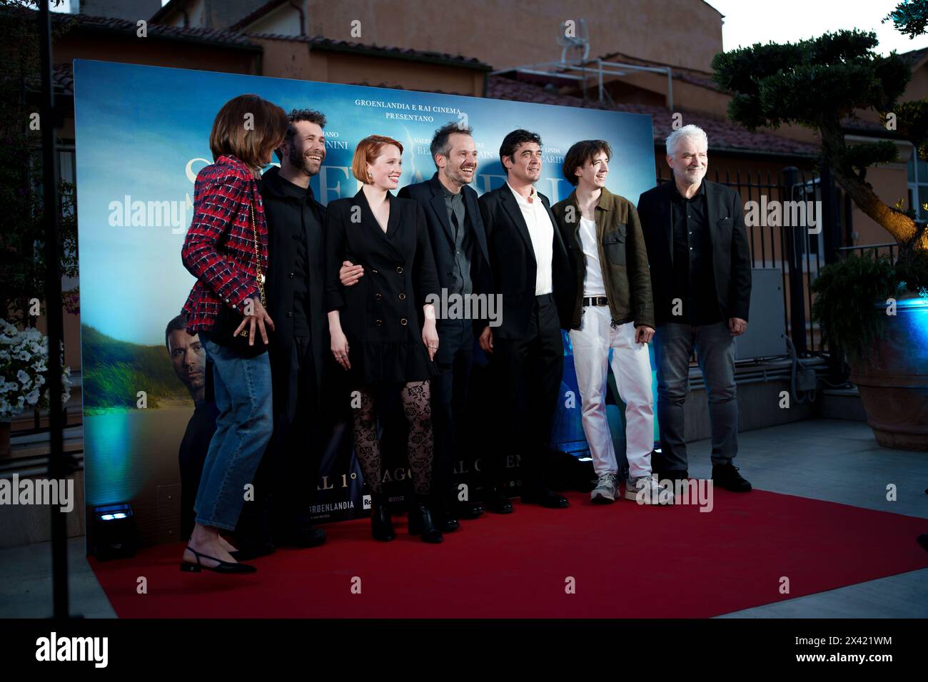 ROME, ITALY - APRIL 29: Gabriel Montesi, Riccardo Scamarcio, Mati Galey ...
