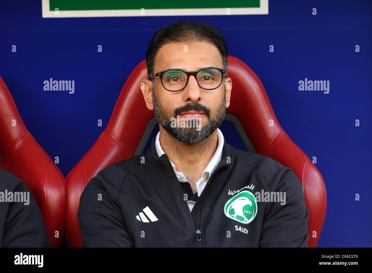 Doha, Qatar. 26th Apr, 2024. Saad Al Shehri head coach (KSA) Football/Soccer : AFC U23 Asian Cup ...
