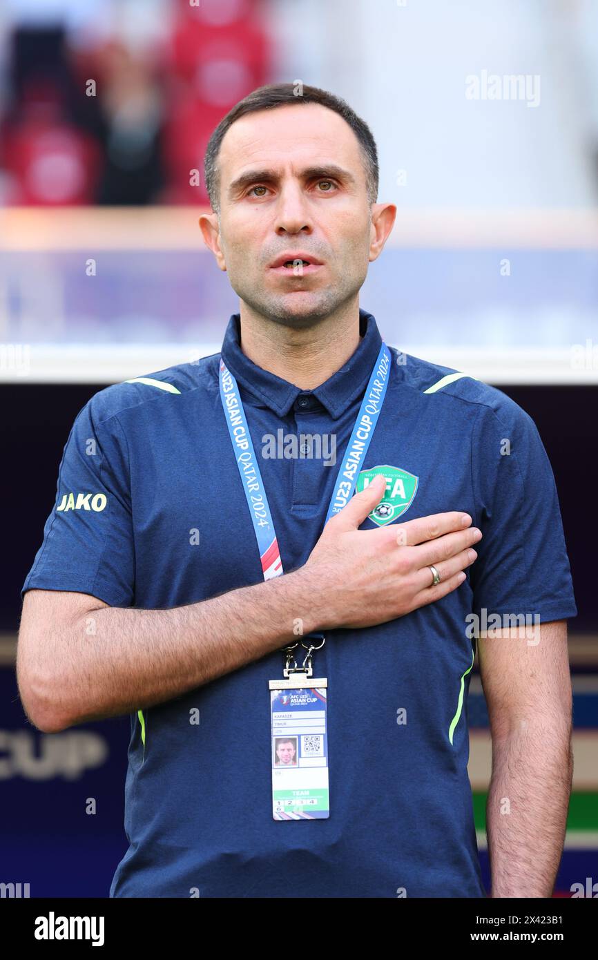 Doha, Qatar. 26th Apr, 2024. Timur Kapadze head coach (UZB) Football ...