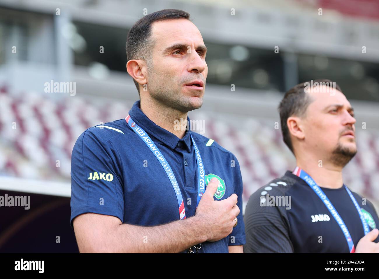 Doha, Qatar. 26th Apr, 2024. Timur Kapadze head coach (UZB) Football ...