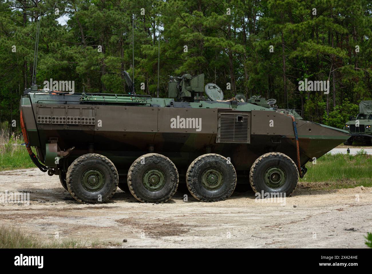 A U.S. Marine Corps Amphibious Combat Vehicle (ACV) is stationed during ...