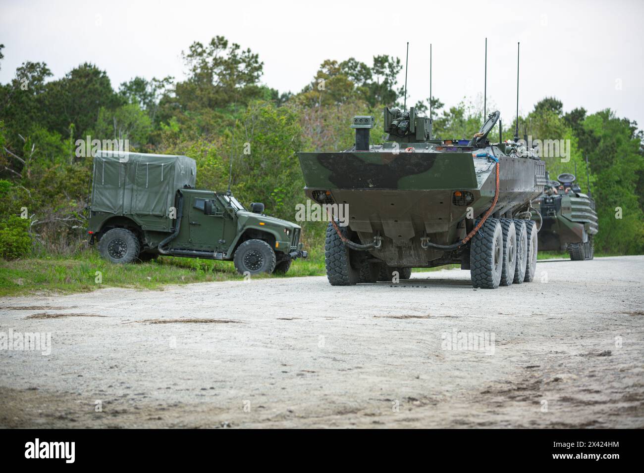 A U.S. Marine Corps Amphibious Combat Vehicle (ACV) is stationed during ...