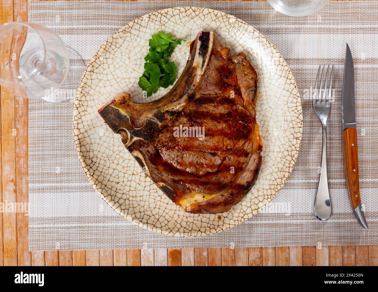 Roasted beef entrecote served on platter Stock Photo - Alamy