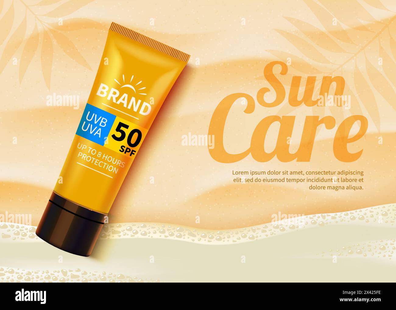 Sunblock ads template, sun protection cosmetic products design with ...