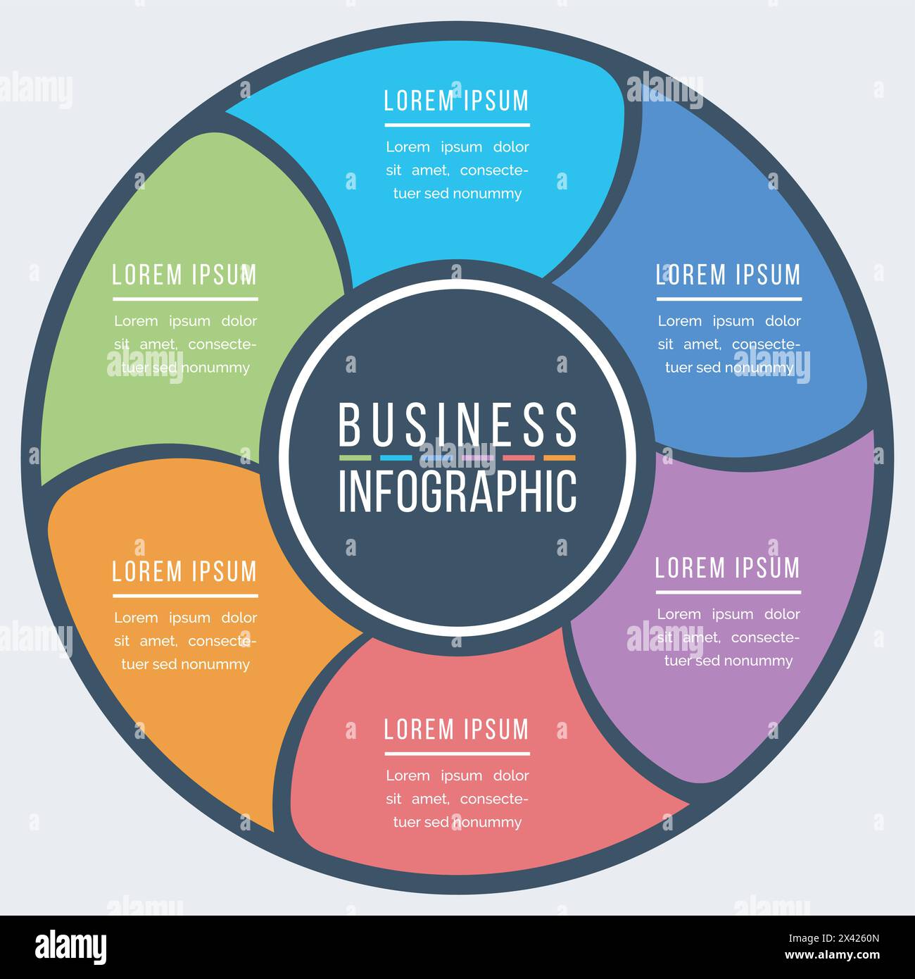 Infographic circle design 6 Steps, objects, elements or options ...