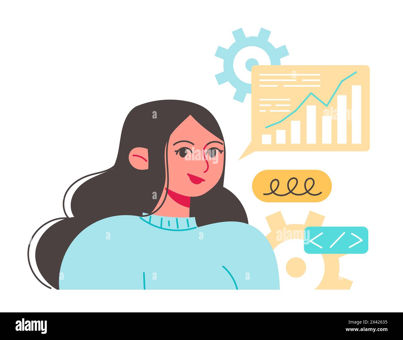 Happy woman employee workplace Cut Out Stock Images & Pictures - Alamy