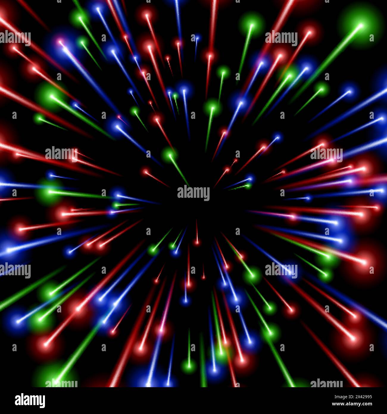 RGB space art, color ray energy. black background. Vector illustration ...