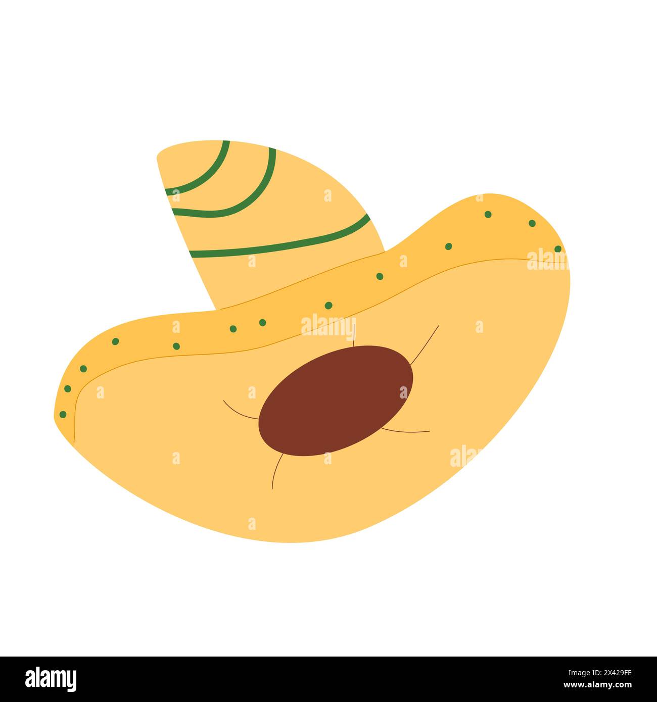 Sombrero Mexican Festival traditional hat. Vector flat hand drawn ...