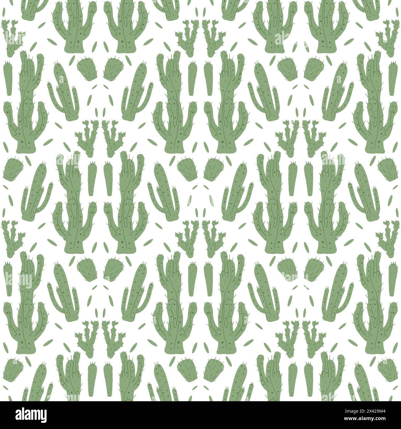 Cactus seamless pattern. Mexican exotic plant endless background. Nopal ...