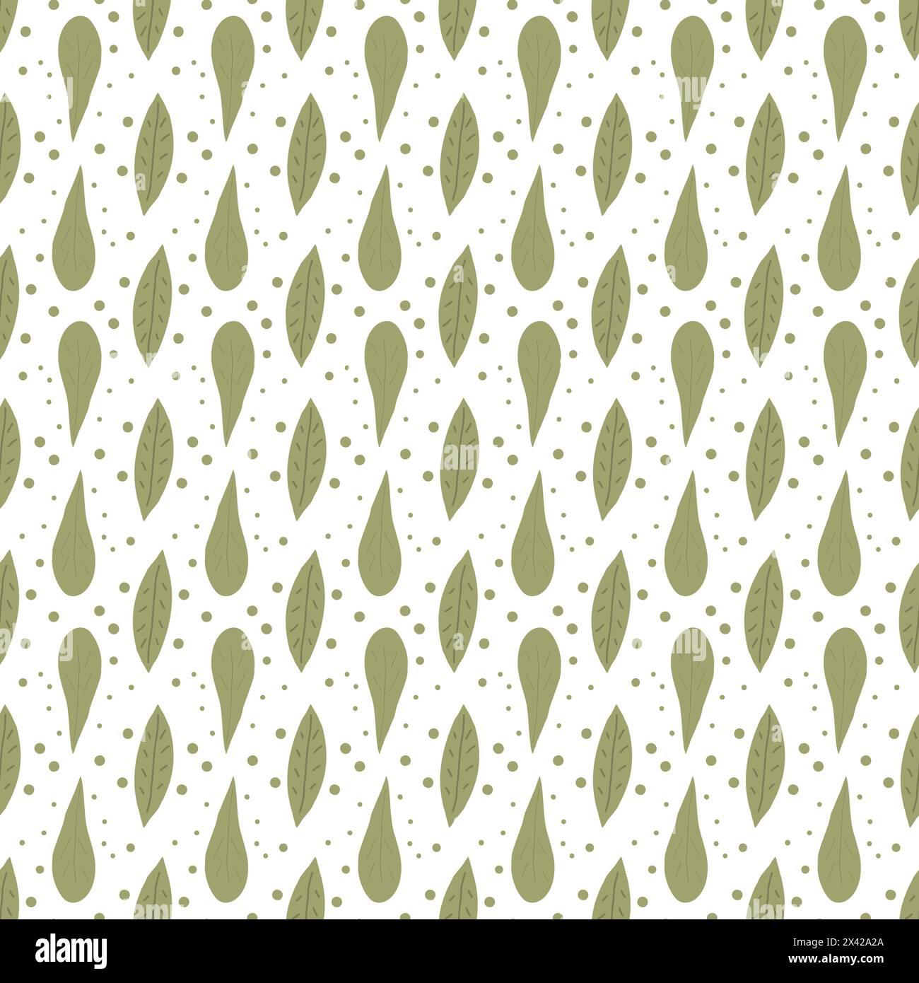 Leaves simple seamless pattern. Vector flat hand drawn illustration ...