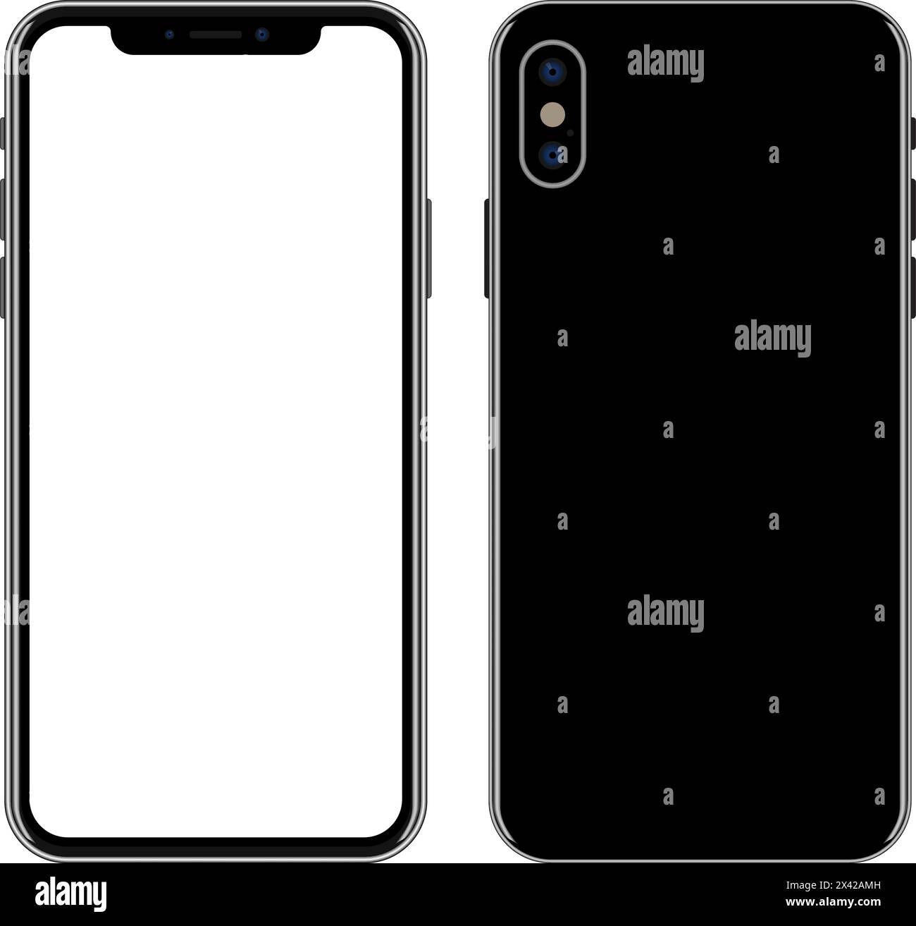 New smartphone front and back isolated on white background Stock Vector ...