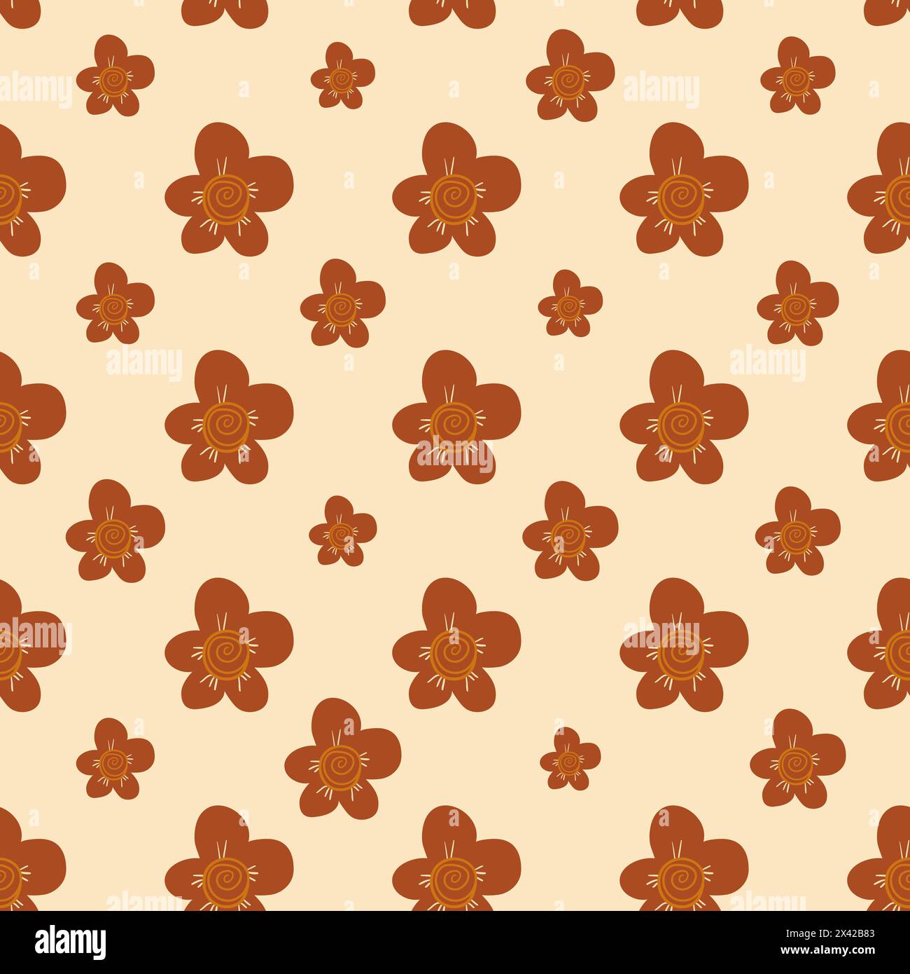 Retro wild flowers seamless pattern. Floral endless background. Botanic ...