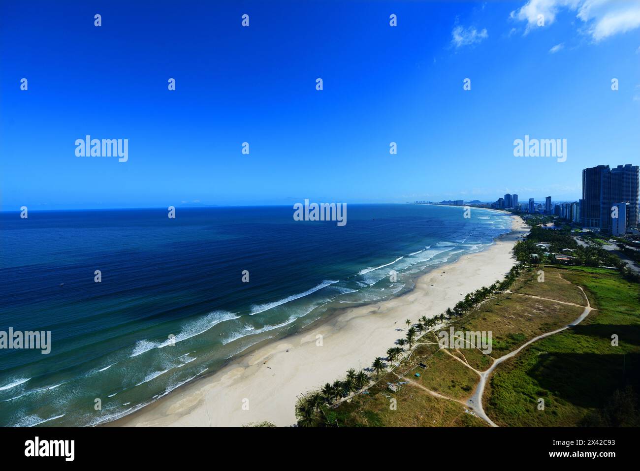 Aerial view of the beach and beachfront skyline in Da Nang, Vietnam ...